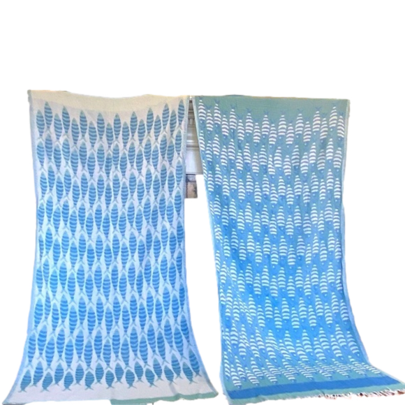 Anthropologie | Bath | Jacquard Loom Weave Fish Textile Muslin Soft ...